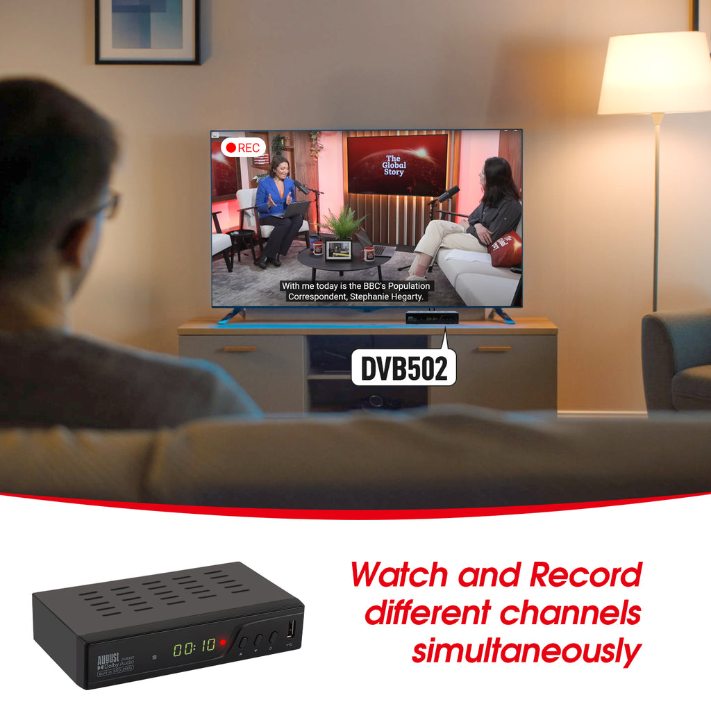 Freeview Recorder Box with 256gb SSD Storage August DVB502